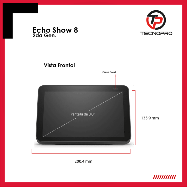 Parlante Amazon Echo Show 8 2da Gen + Alexa + Pantalla - Laptops Tecnopro